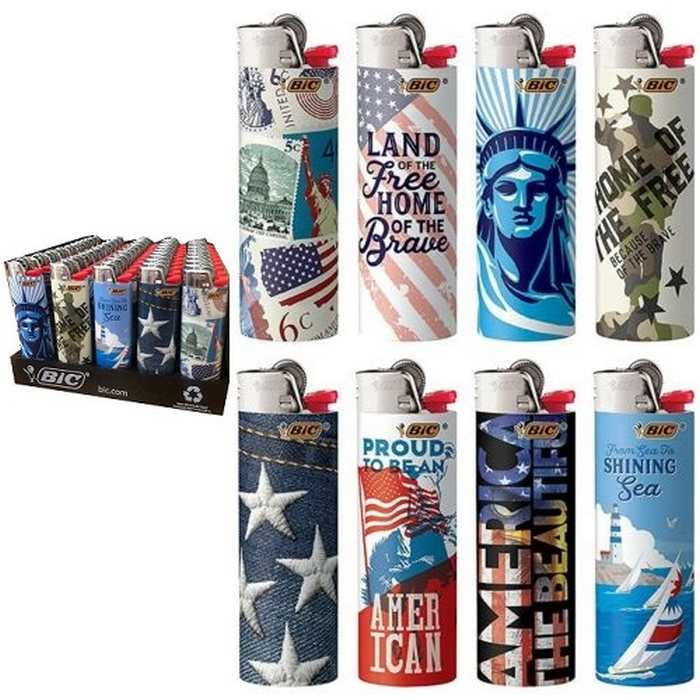 BIC AMERICANA ART Lighters Display of 50 – Empire Wholesale Distributors