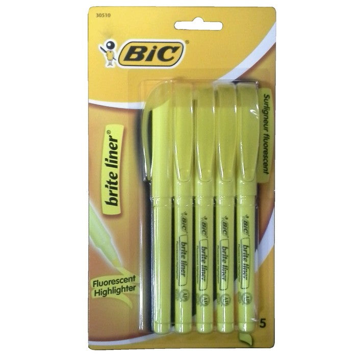 BIC HI-LIGHTER 5-pack yellow – Empire Wholesale Distributors