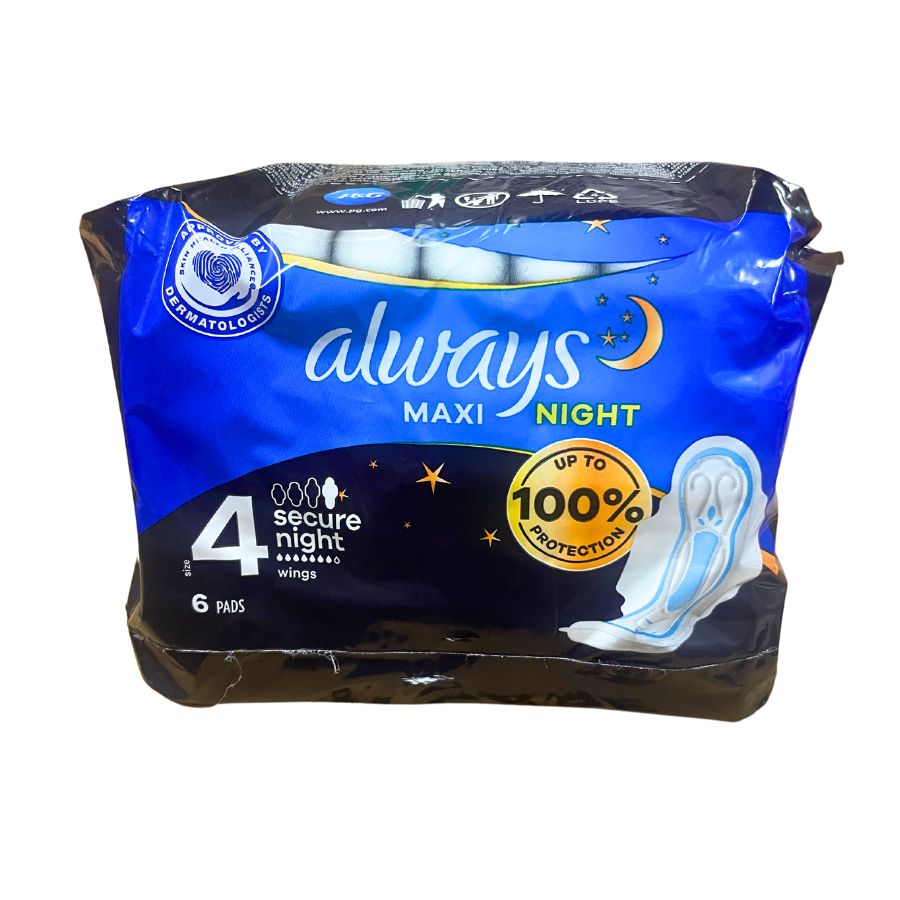 ALWAYS Maxi #4 Secure Night Wings 6s/16ct – Empire Wholesale Distributors