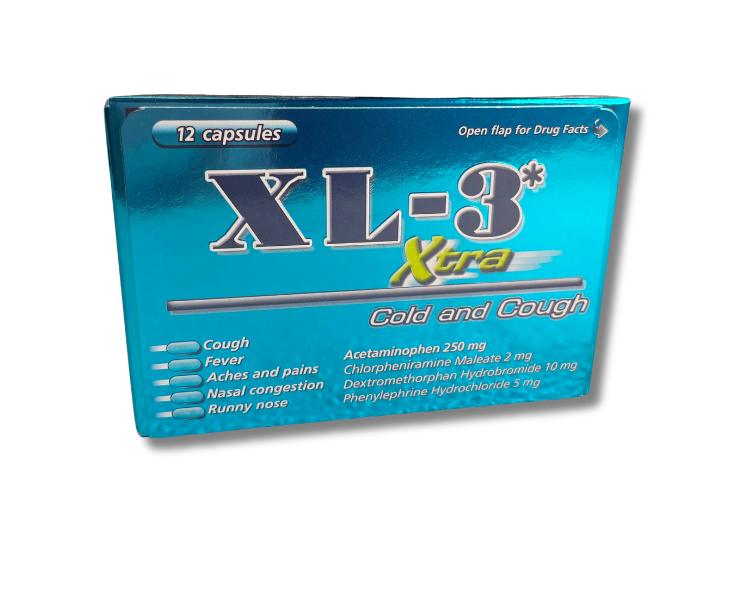 XL-3 BLUE XTRA COLD AND COUGH 12 CAPSULES – Empire Wholesale Distributors